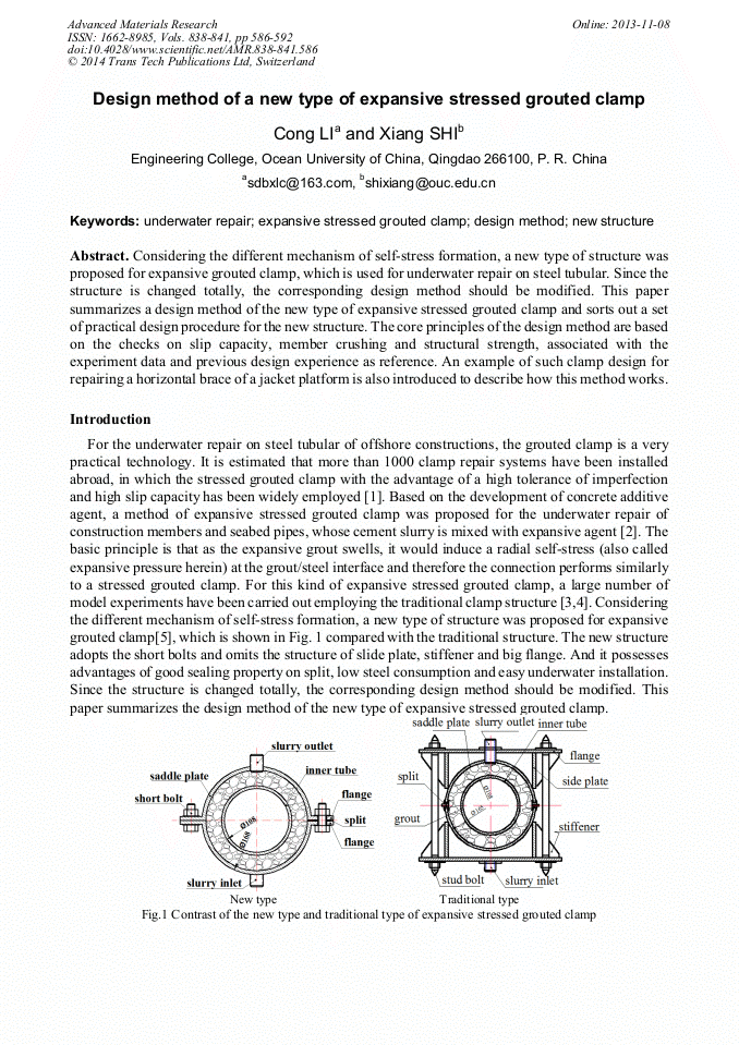 Design Method of a New Type of Expansive Stressed Grouted Clamp ...