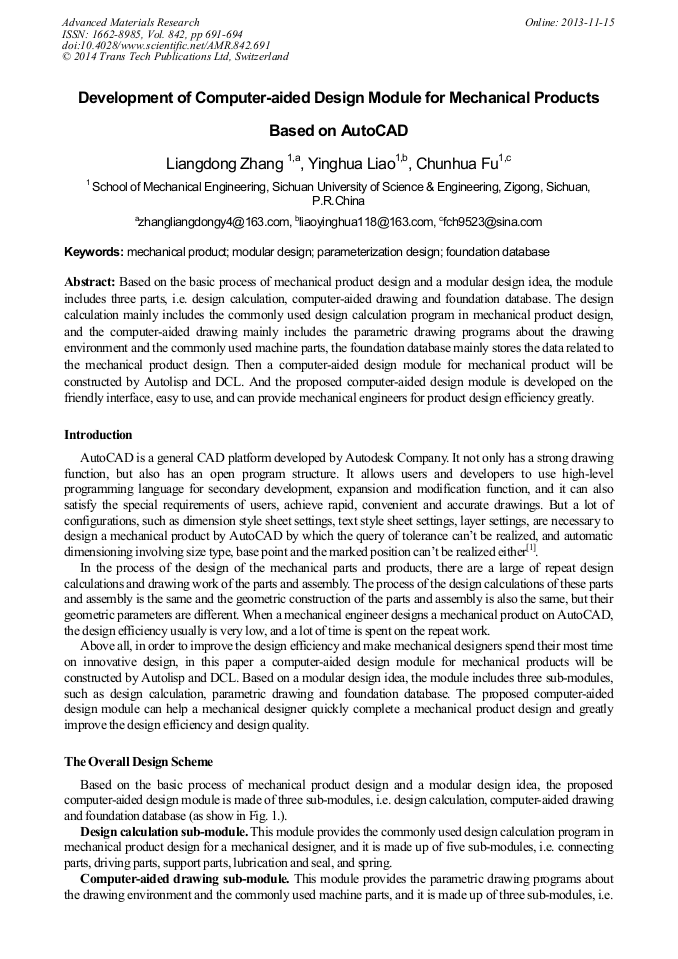 Development of Computer-Aided Design Module for Mechanical Products ...