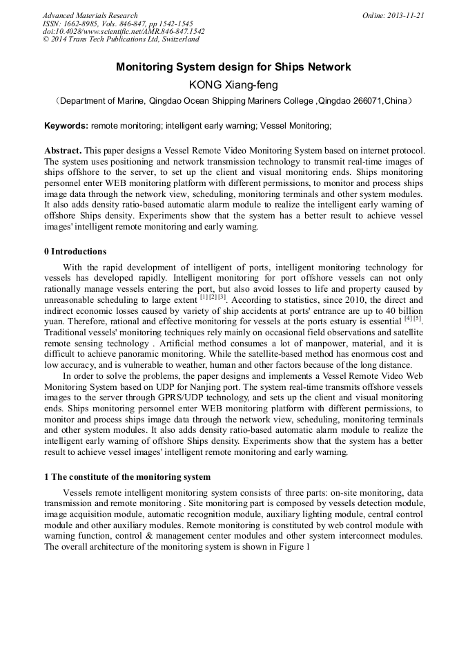 Monitoring System Design for Ships Network | Scientific.Net
