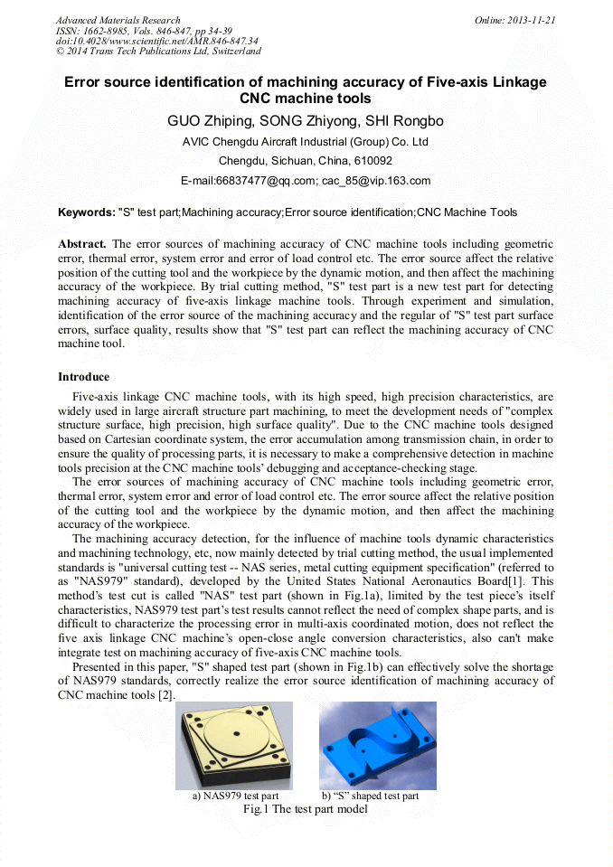 Error Source Identification of Machining Accuracy of Five-Axis Linkage CNC Machine Tools ...