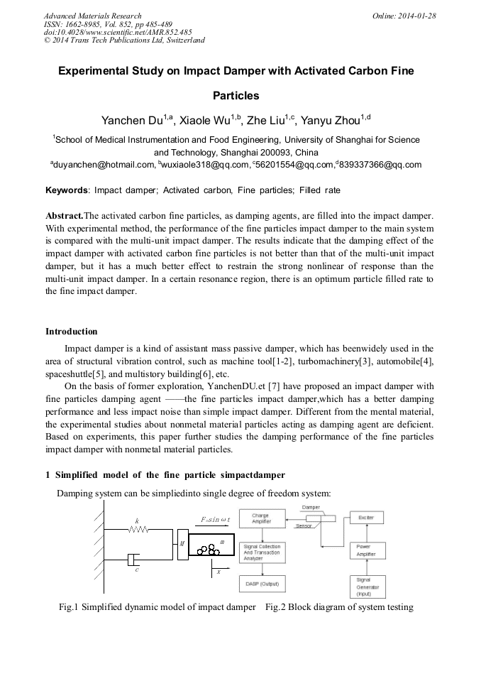 Experimental Study on Impact Damper with Activated Carbon Fine ...