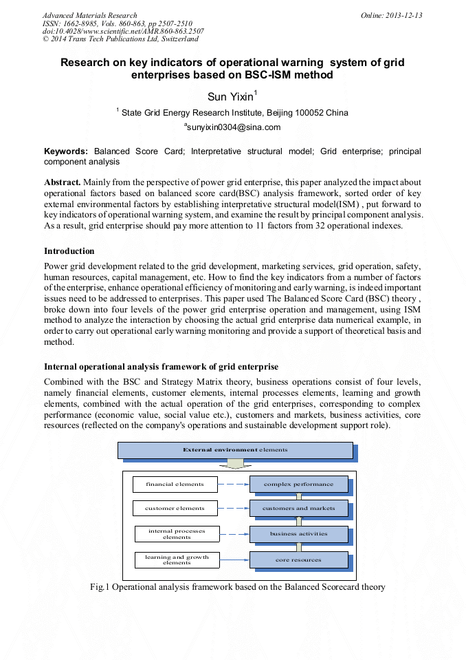 Research on Key Indicators of Operational Warning System of Grid ...