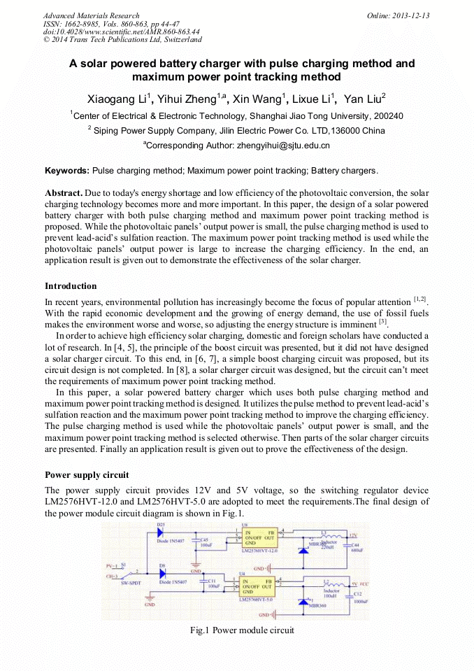 A Solar Powered Battery Charger with Pulse Charging Method and Maximum ...