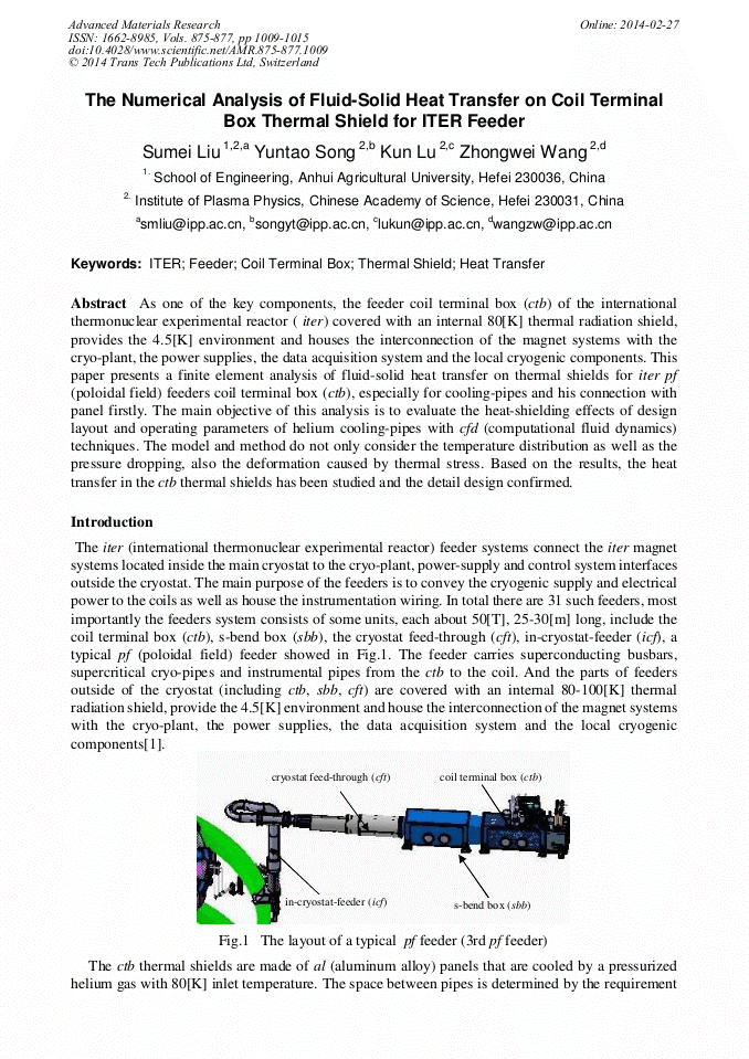 The Numerical Analysis of Fluid-Solid Heat Transfer on Coil Terminal ...