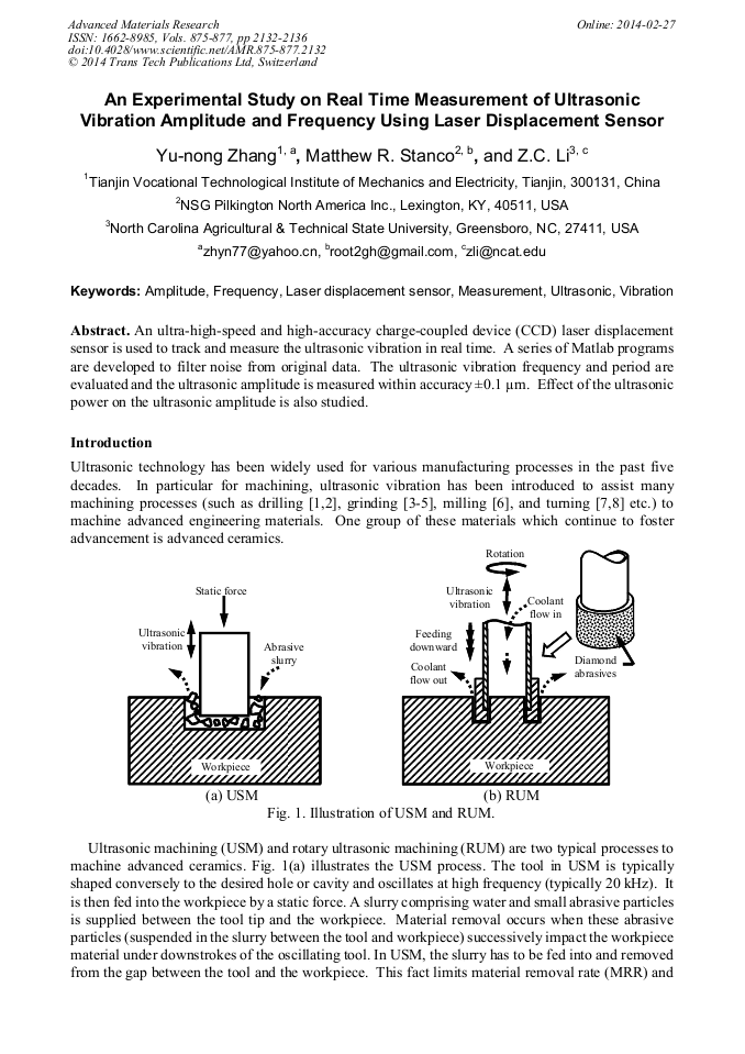 An Experimental Study on Real Time Measurement of Ultrasonic Vibration ...