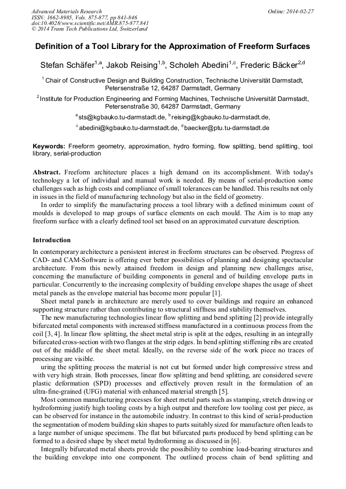 Definition of a Tool Library for the Approximation of Freeform Surfaces ...