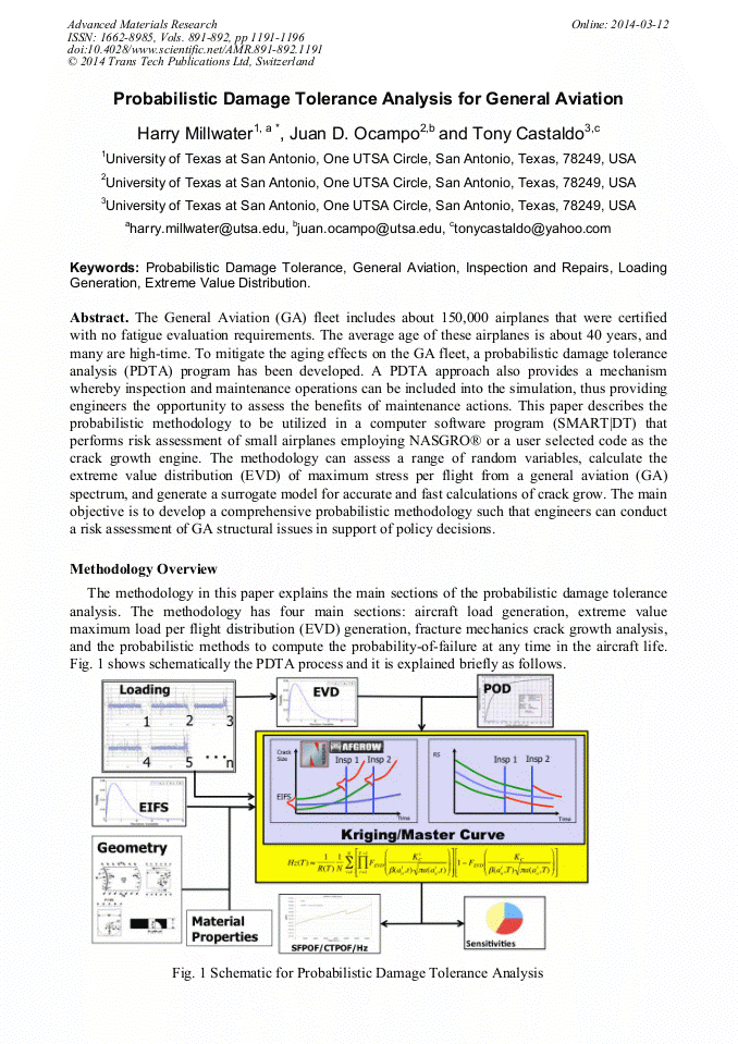 Probabilistic Damage Tolerance Analysis for General Aviation ...