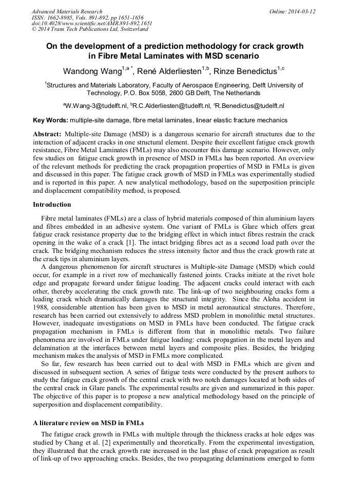 On the Development of a Prediction Methodology for Crack Growth in ...