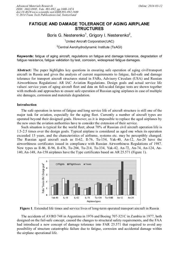 Fatigue and Damage Tolerance of Aging Airplane Structures | Scientific.Net