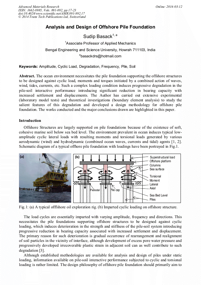 Analysis and Design of Offshore Pile Foundation | Scientific.Net