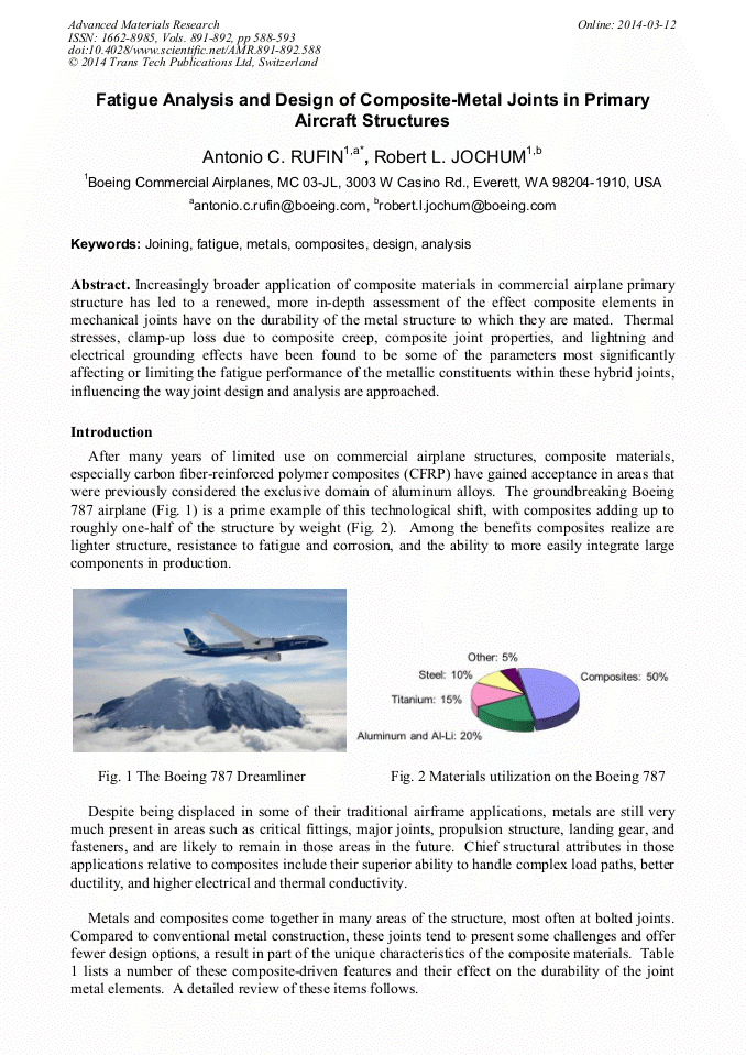 Fatigue Analysis and Design of Composite-Metal Joints in Primary ...