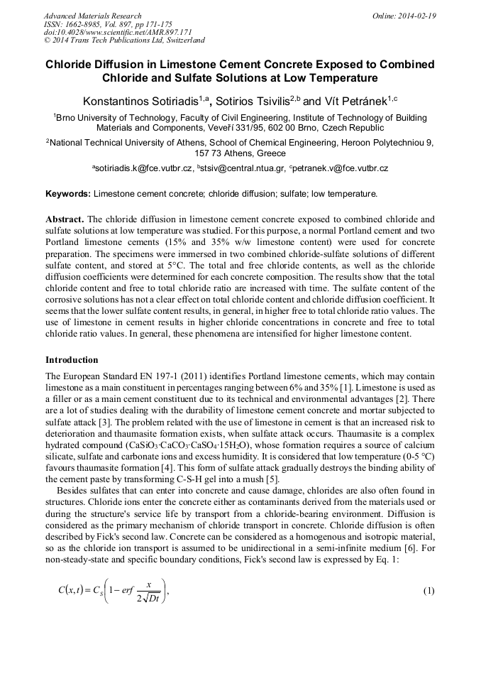Chloride Diffusion in Limestone Cement Concrete Exposed to Combined ...