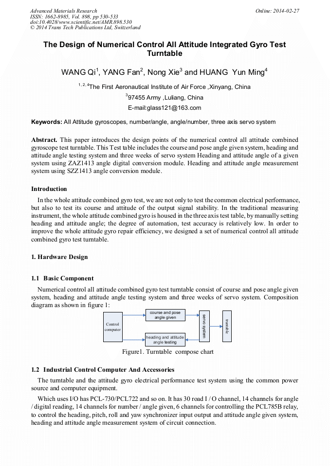 The Design of Numerical Control all Attitude Integrated Gyro Test ...