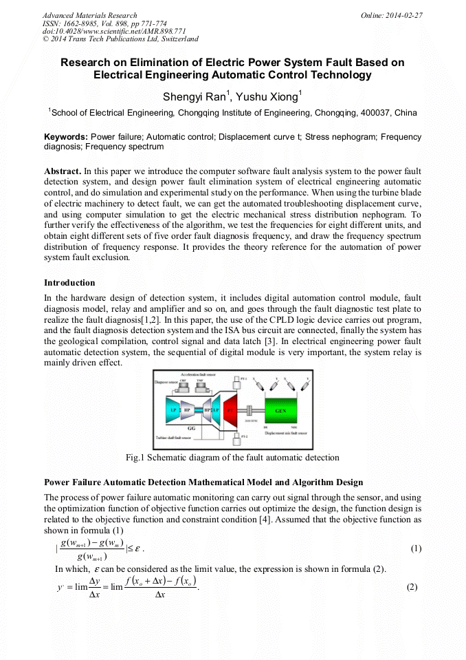 Research on Elimination of Electric Power System Fault Based on ...