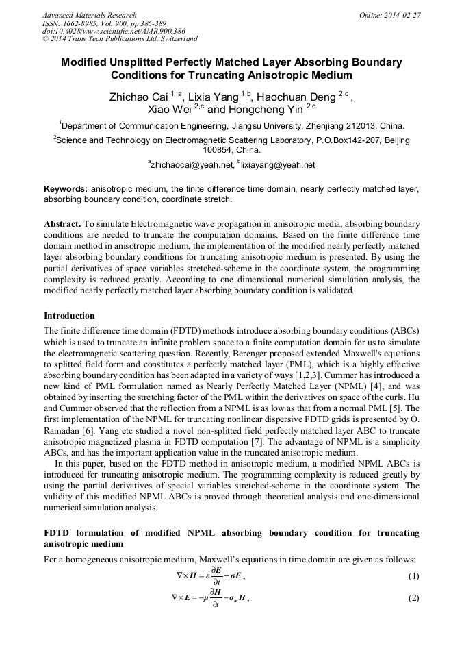Modified Unsplitted Perfectly Matched Layer Absorbing Boundary Conditions for Truncating ...