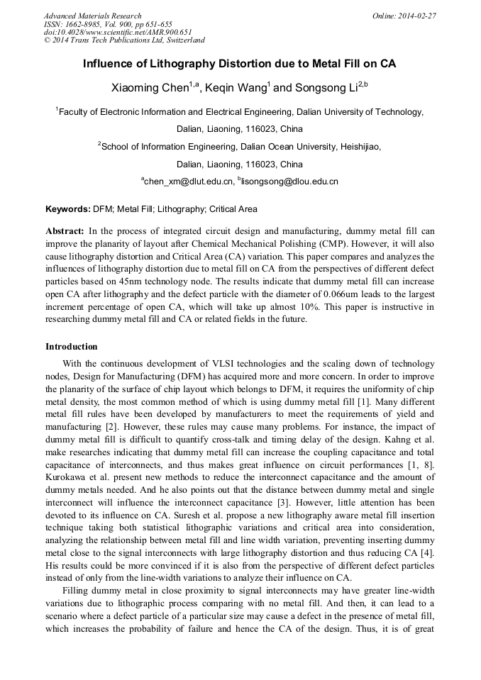 Influence of Lithography Distortion due to Metal Fill on CA ...