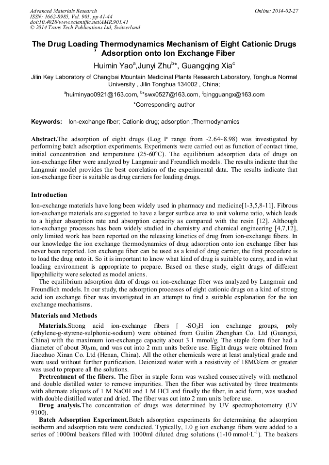 The Drug Loading Thermodynamics Mechanism of Eight Cationic Drugs ...