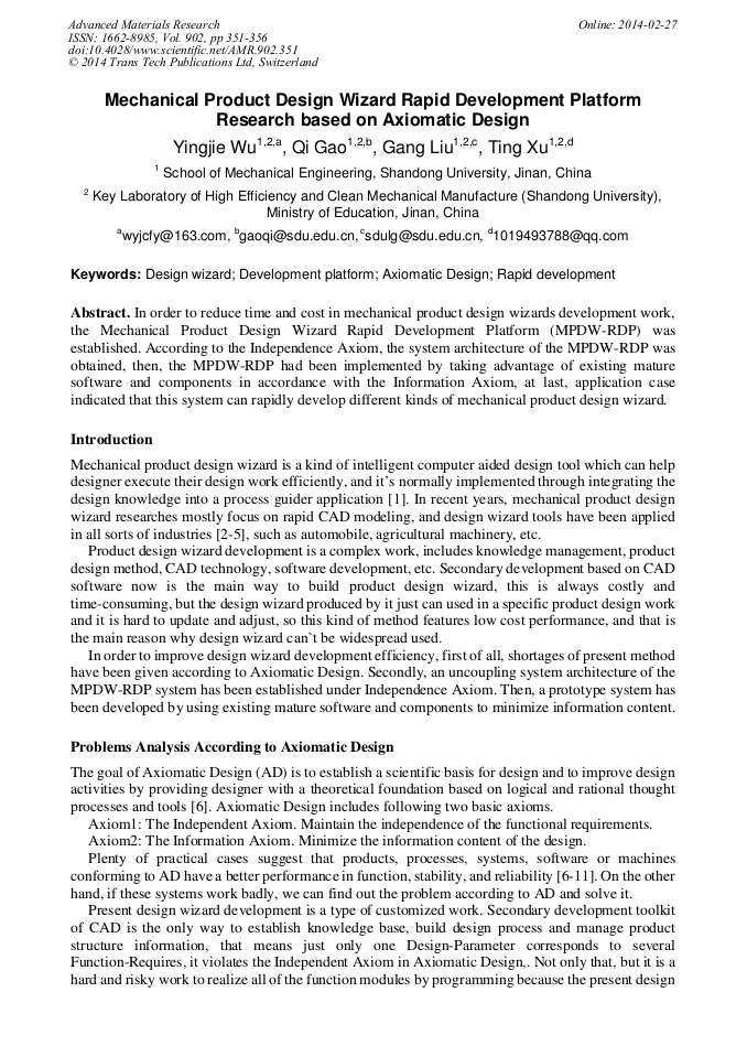 Mechanical Product Design Wizard Rapid Development Platform Research ...