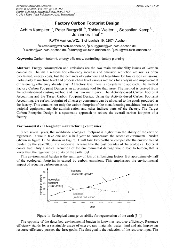 Factory Carbon Footprint Design | Scientific.Net