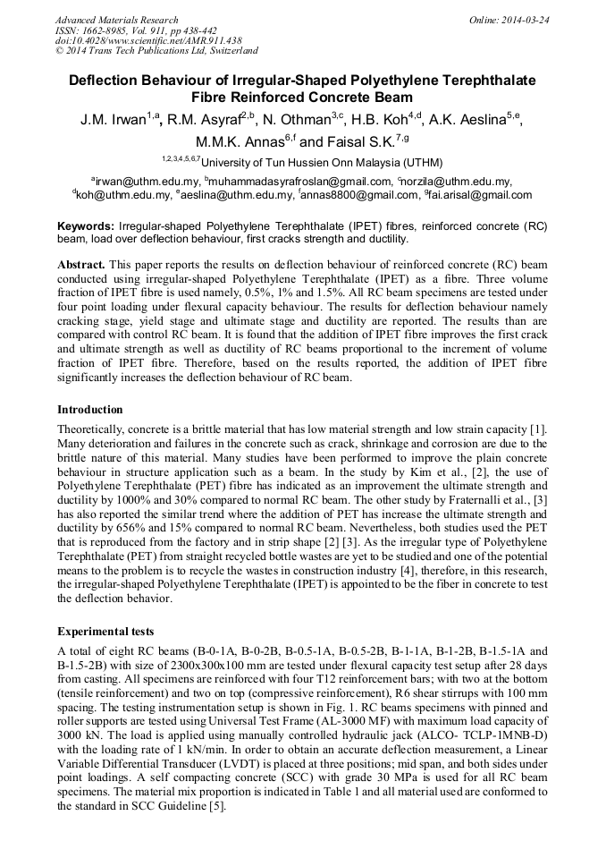 Deflection Behaviour of Irregular-Shaped Polyethylene Terephthalate ...