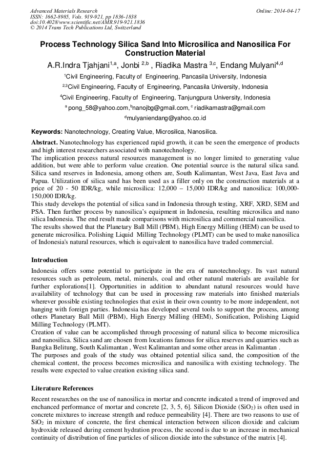 Process Technology Silica Sand into Microsilica and Nanosilica for ...