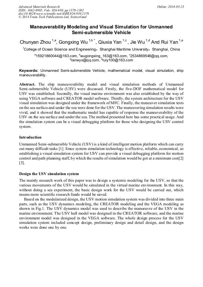 Maneuverability Modeling and Visual Simulation for Unmanned Semi ...