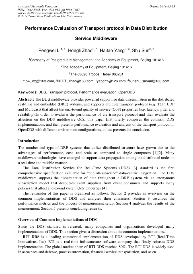 Performance Evaluation of Transport Protocol in Data Distribution ...