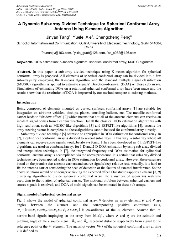 A Dynamic Sub-Array Divided Technique for Spherical Conformal Array Antenna Using K-Means ...