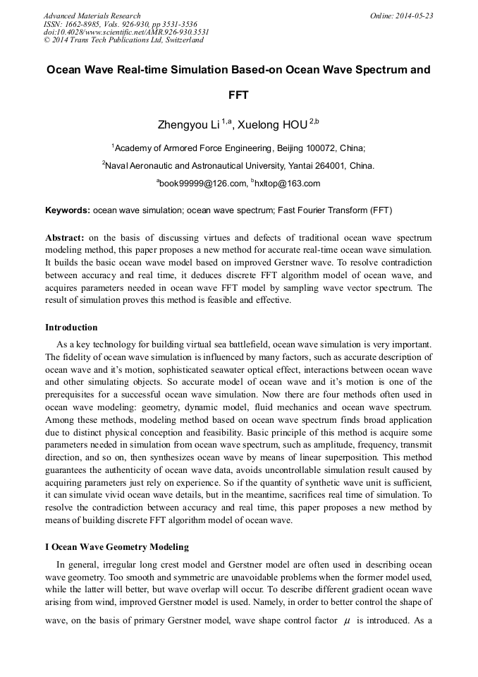 Ocean Wave Real-Time Simulation Based-on Ocean Wave Spectrum and FFT ...