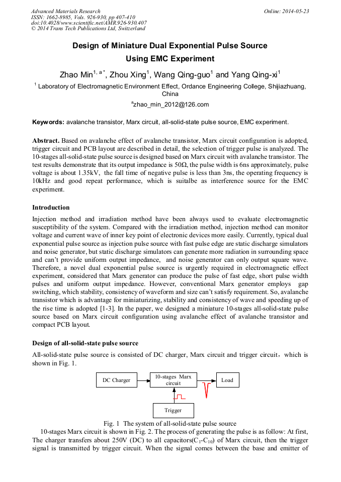 Design of Miniature Dual Exponential Pulse Source Using EMC Experiment ...