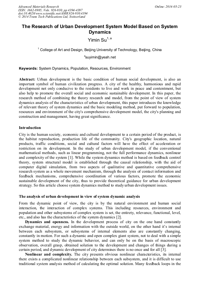 The Research of Urban Development System Model Based on System Dynamics ...