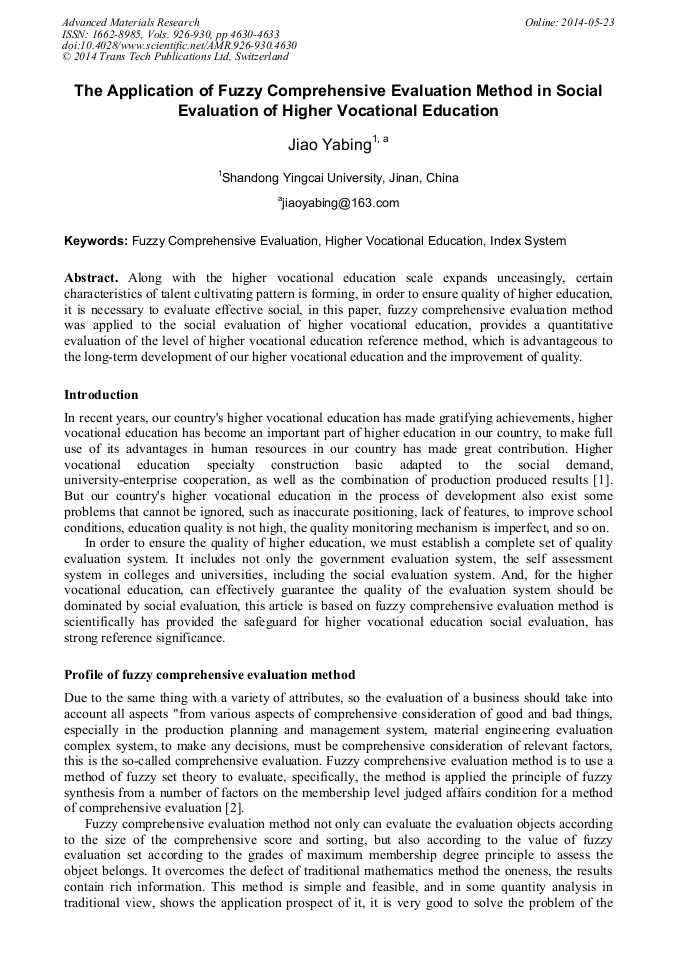 The Application of Fuzzy Comprehensive Evaluation Method in Social ...