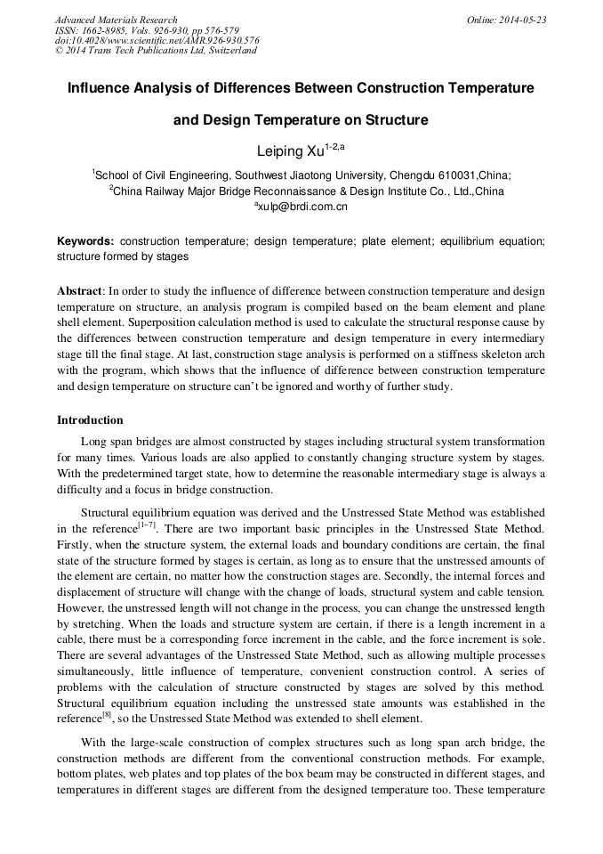 Influence Analysis of Differences between Construction Temperature and ...