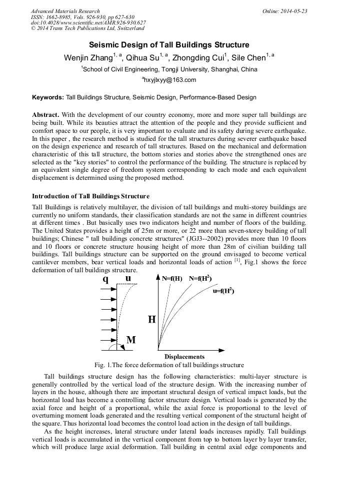 Seismic Design of Tall Buildings Structure | Scientific.Net
