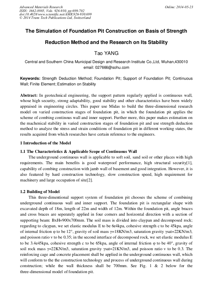 The Simulation of Foundation Pit Construction on Basis of Strength ...