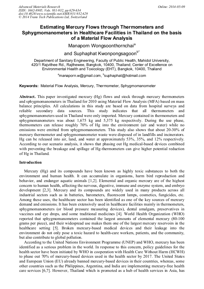 Estimating Mercury Flows through Thermometers and Sphygmomanometers in ...