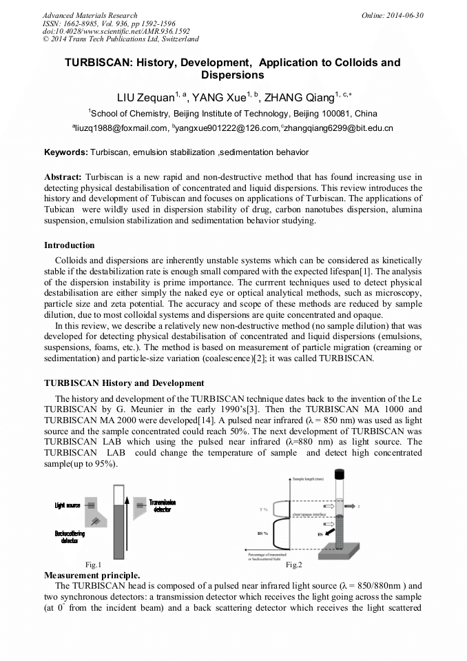 TURBISCAN: History, Development, Application to Colloids and ...