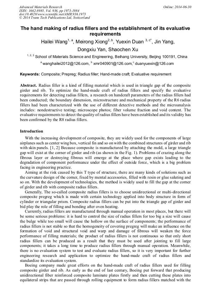 The Hand Making of Radius Fillers and the Establishment of its ...