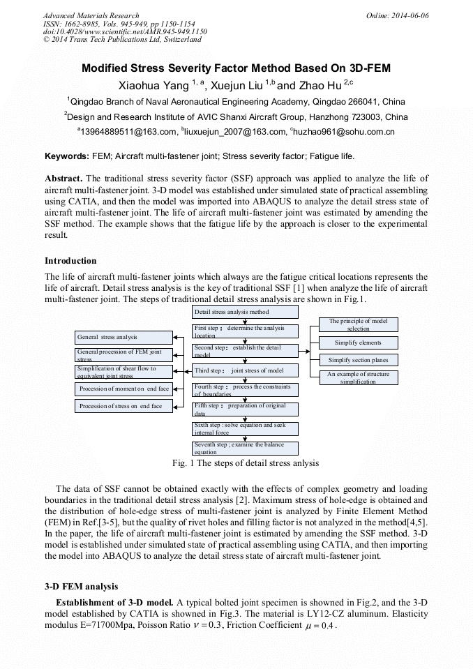 Modified Stress Severity Factor Method Based on 3D-FEM | Scientific.Net