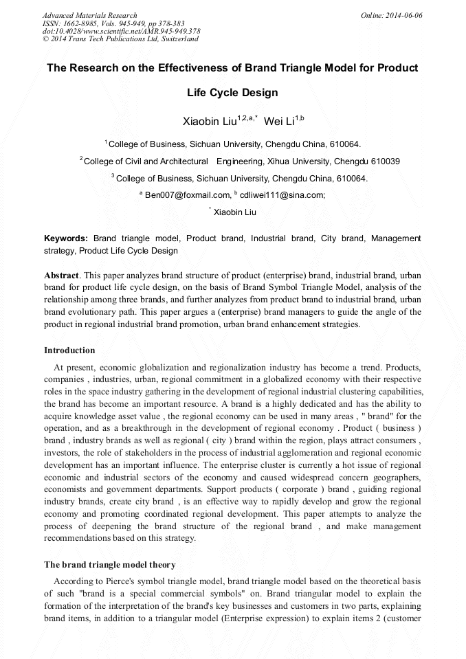 The Research on the Effectiveness of Brand Triangle Model for Product ...