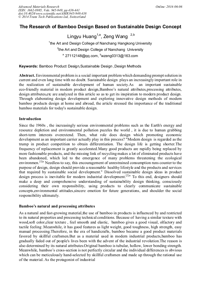 The Research of Bamboo Design Based on Sustainable Design Concept ...