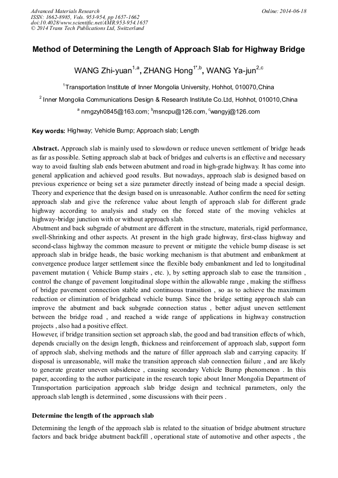Method of Determining the Length of Approach Slab for Highway Bridge ...