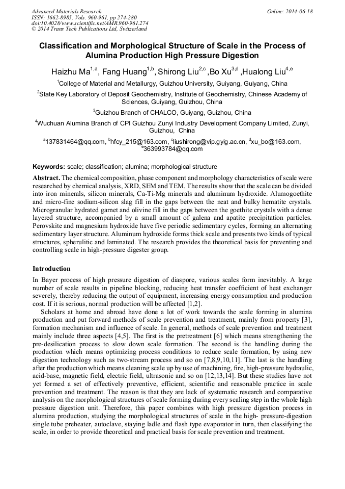 Classification and Morphological Structure of Scale in the Process of ...