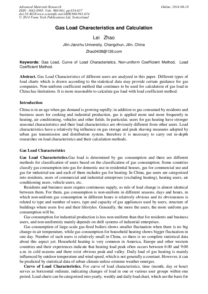Gas Load Characteristics and Calculation | Scientific.Net