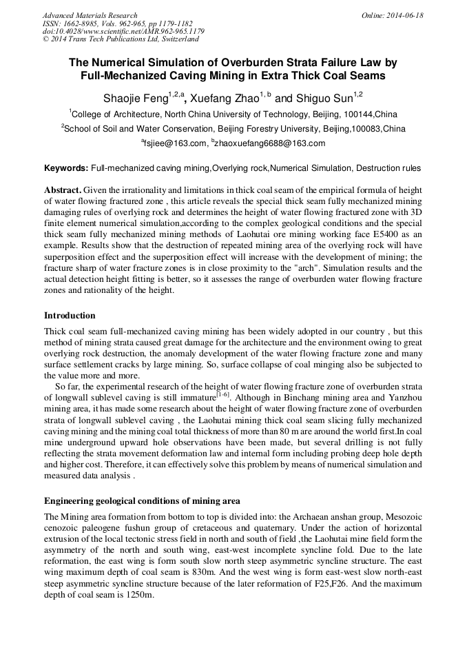 The Numerical Simulation of Overburden Strata Failure Law by Full ...