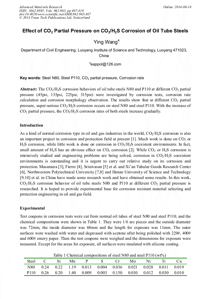 Effect of CO2 Partial Pressure on CO2/H2S Corrosion of Oil Tube Steels ...