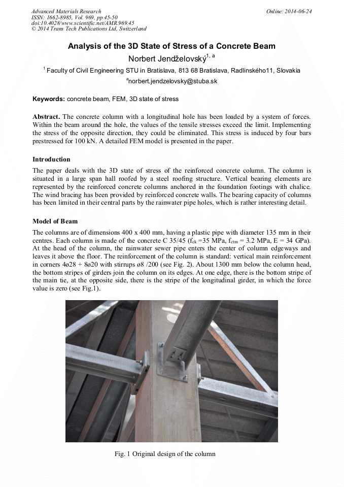 Analysis of the 3D State of Stress of a Concrete Beam | Scientific.Net