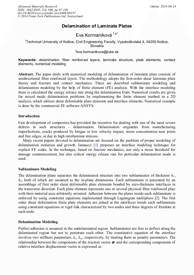 Delamination of Laminate Plates | Scientific.Net