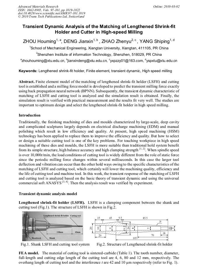 Transient Dynamic Analysis of the Matching of Lengthened Shrink-Fit ...