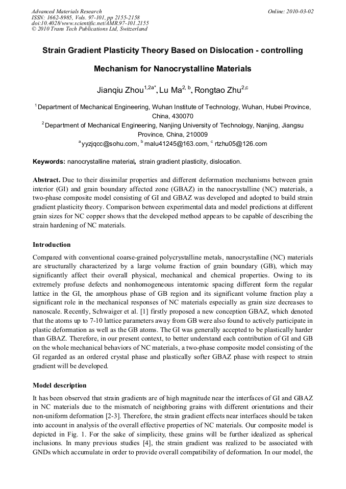 Strain Gradient Plasticity Theory Based on Dislocation - Controlling ...